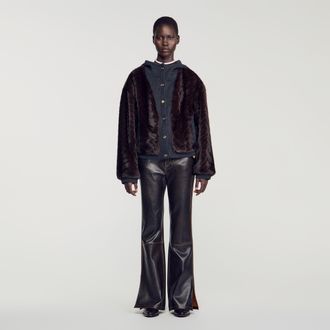 Sandro Blouson en fausse fourrure et maille