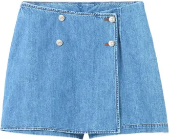 Claudie Pierlot short boutonn&eacute; - Bleu