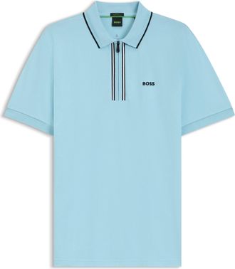 BOSS Herren Philix GOC Slim-Fit Poloshirt aus schnell trocknender Stretch-Baumwolle Hellblau XXL