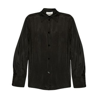 Ganni Knopfleiste Hemd mit Knitteroptik - - Blouses & Shirts - Damen - Schwarzk - S