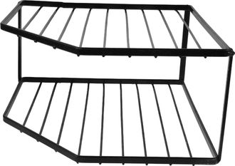 Valiclud K&uuml;chen Eckregal aus Metall Doppelst&ouml;ckiger Topf und Pfannenorganizer Schwarzer Schrank Organizer f&uuml;r Arbeitsplatte und Sp&uuml;le Platzsparende Ablagefl&auml;ch