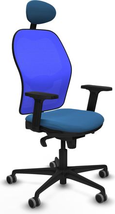 Piqueras y Crespo Jorquera 2D-Armlehnen, h&ouml;henverstellbare Lendenwirbelst&uuml;tze und festes Kopfteil, ausgestattet mit 5 Positionen, Blau/Hellblau