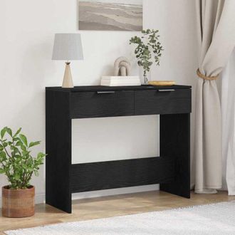 vidaXL Table console Ch&ecirc;ne noir 90 x 36 x 75 cm Bois ding&eacute;nierie Vidaxl