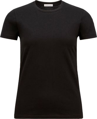 Moncler Moncler Logo Patch Cotton Jersey T-shirt, Women, Black, Size: Xl
