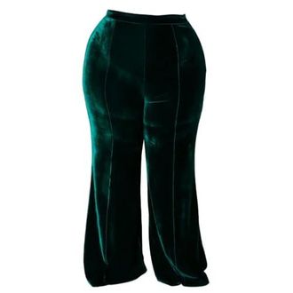 Generic &Eacute;l&eacute;gant pantalon &eacute;pais dhiver pour femme - Grande taille - Pantalon d&eacute;contract&eacute; droit, Vert, 3XL Grande taille