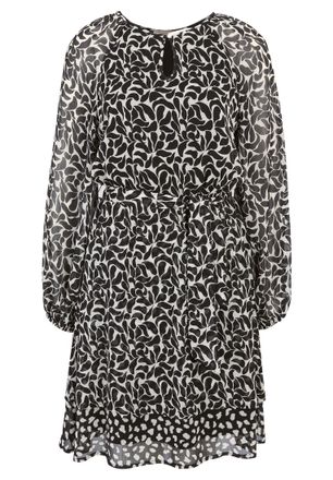 Cartoon Damen Chiffonkleid mit Muster 46, Schwarz/Wei&szlig;