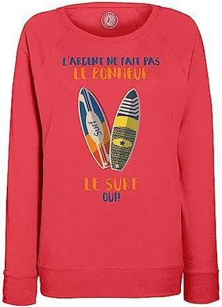 Fabulous Sweatshirt Femme Rouge Surf - largent ne Fait Pas Le Bonheur Sport Aquatique