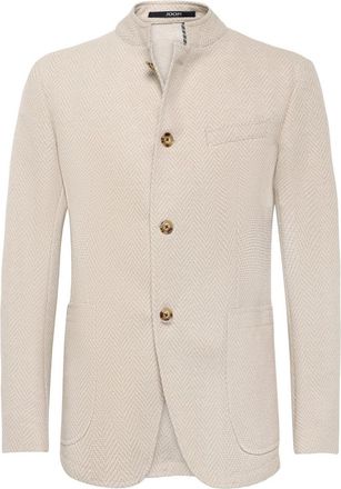 Joop Einreihiges Sakko mit Stehkragen und Fischgr&auml;twebstruktur in