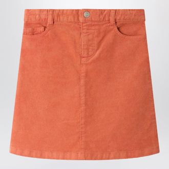 BONPOINT Apricot-colored Merryl skirt in organic cotton velvet