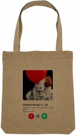 Fabulous Sac Shopping Tote Bag Aspect Lin - Pennywise Social Network Horror It Clown Dating Love - Sac de Courses Toile Epaisse 360g Beige Naturel Cabas Port&eacute; 