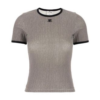 Courr&egrave;ges Femme, Tops, Multicolore, Taille: 40 FR T-Shirt Signature Contrast&eacute;