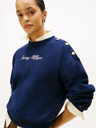 Tommy Hilfiger Sweatshirt GOLD BTN SCRIPT FLEECE SWTSRT mit goldfarbenen Kn&ouml;pfen