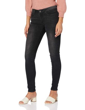 Vero Moda VERO Moda Damen VMELLA MR Slim Jeans ST103 GA Jeanshosen, Black, 32 (Small)