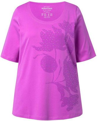 Ulla Popken T-Shirt T-Shirt A-Linie Rundhals Halbarm Pima Cotton