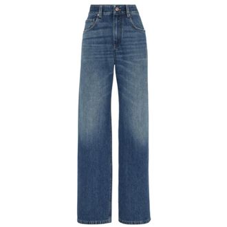 Brunello Cucinelli Indigo Blaue Klassische Jeans mit Verdecktem Verschluss - - Jeans - Damen - Blau - M