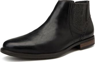 Generic Bottines Chelsea classiques r&eacute;tro en cuir v&eacute;ritable &agrave; enfiler pour homme, Noir, 41 1/3 EU