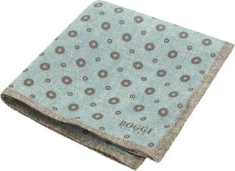 Boggi Milano Homme, Accessoires, Vert, Taille: ONE Size Medallion Linen Pocket Square