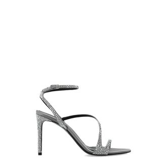 Alexander McQueen Riemchensandalen mit schimmernden Kristallen - - Shoes - Damen - Grau - 37 EU