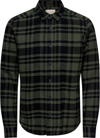 Only & Sons Checked Shirt Onsgudmund Ls Chemise à Carreaux Noos, Marron, M Hommes