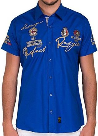 Red Bridge Red Bridge Chemise Casual en Coton brod&eacute; &agrave; Manches Courtes pour Hommes Bleu