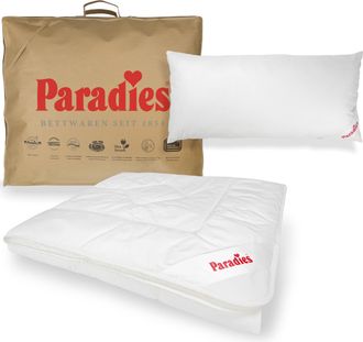 Paradies Sommerdecke 135x200 Set mit Kissen 40x80 - Prima Bio Sommerbettdecke + Softy Top Bio medium Kopfkissen, Bettzeug 135x200 Set