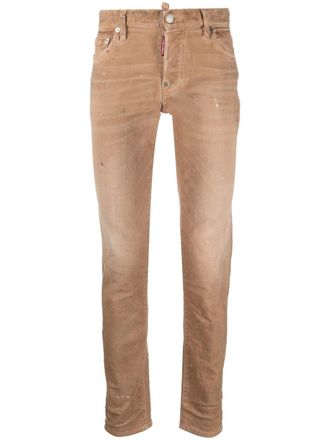 Dsquared2 jean skinny &agrave; effet taches de peinture - Marron