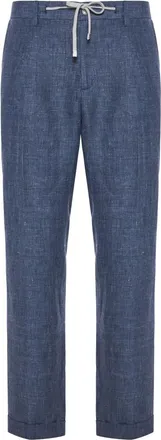 Barba Homme, Pantalons, Bleu, Taille: 2XL Pantalon en Lin Roma