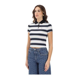 Tommy Jeans Femme, Tops, Multicolore, Taille: 40 FR Polo Slim Fit en Piqu&eacute;