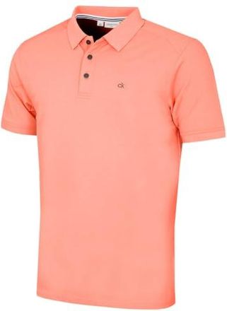 Calvin Klein Hommes Campus 3 Bouton léger côtelée col Polo - Papaye - XL