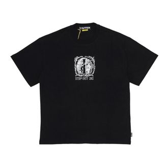 Iuter Schwarzes T-Shirt mit kurzen &Auml;rmeln und Rundhalsausschnitt - - Tops - Herren - Schwarzk - XL