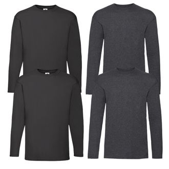 Fruit Of The Loom 4er Herren Longsleeve Baumwolle Tshirt Langarm Shirt Sets Verschiedene Farbsets M L XL 2XL 3XL 4XL 5XL & HLKauf-Block (XXL, 2X Schwarz, 2X Dark Heathe