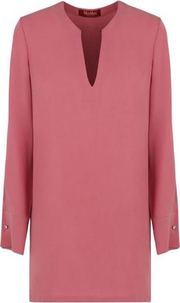 Max Mara Femme, Blouses et Chemises, Rose, Taille: 42 FR Tunique en Cr&ecirc;pe &agrave; Manches Longues