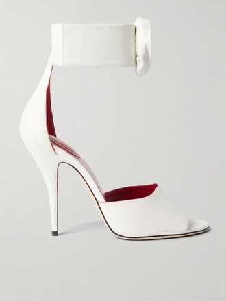 Valentino Garavani Sandales En Cuir Verni À Cristaux Et À Boucles Drip Rose 105 - Blanc