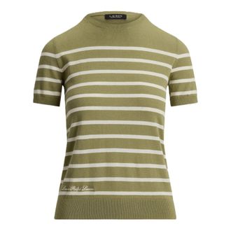 Ralph Lauren Gestreifter Kurzarm-Pullover - - Knitwear - Damen - Gr&uuml;n - M