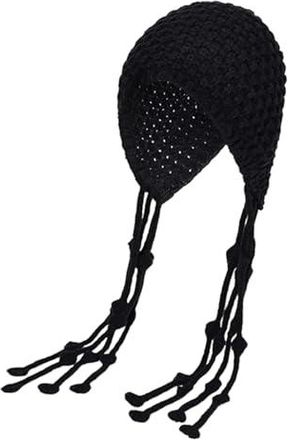 Generic Bonnet Femme Hiver Bonnet Femme Chapeau Femme Hiver Confortable Classique - Bonnet Tricot Main Automne Hiver, Franges Boho et Motif Ajour&eacute;, &Eacute;l&eacute;gant et