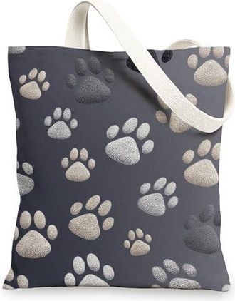 Generic Sacs fourre-tout en toile avec motif animal mignon, sacs de courses réutilisables, élégants, légers et lavables pour salle de sport, gris, 13x15 Inch