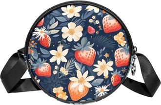 Generic Sac &agrave; bandouli&egrave;re rond pour femme, motif fruits d&eacute;t&eacute; color&eacute;s, petit sac &agrave; bandouli&egrave;re avec fermeture &eacute;clair, bretelles r&eacute;glables, sac &agrave; main rond d&eacute;co