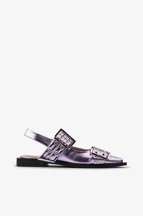 Ganni rosa Metallic Feminine Buckle Ballerinas