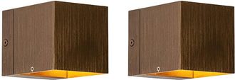 QAZQA transfer - LED Dimmable Applique murale variateur inclus - 2 pi&egrave;ces - L 8 cm - Bronze - Moderne - &eacute;clairage int&eacute;rieur - Salon I Chambre I