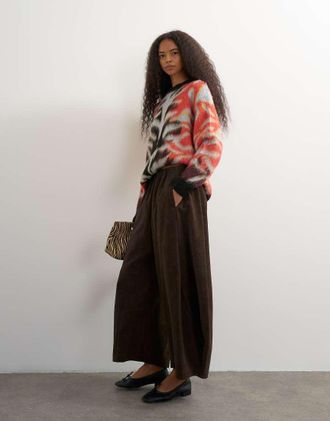 Topshop pantalon horseshoe en simili cuir marron