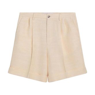 Valentino Garavani Plissierte Shorts aus Leinenmischung - - Shorts - Herren - Gelb - M