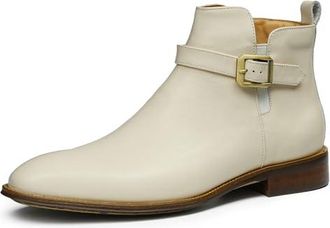 Generic Bottines pour Homme en Cuir v&eacute;ritable avec Fermeture &eacute;clair lat&eacute;rale et Bride &agrave; Boucle Doublure en Cuir de Porc Confort &eacute;l&eacute;gance pour Tenue d&eacute;contract