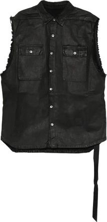 Rick Owens Homme, Chemises, Noir, Taille: M Gilet sans manches en denim