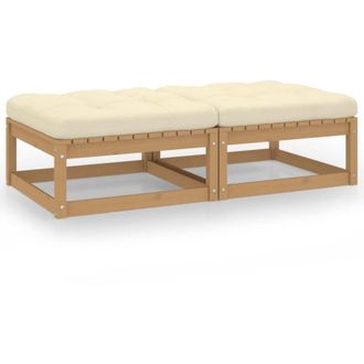 vidaXL Vidaxl - Garten-Fu&szlig;hocker mit Kissen 2 Stk. Massivholz Kiefer