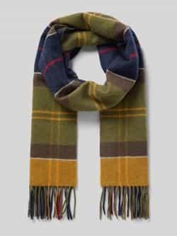 Barbour Schal aus Lammwolle mit Fransenabschluss