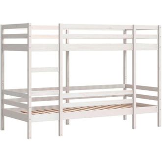 vidaXL Vidaxl - Lit superpos&eacute; sans matelas blanc 75x190 cm bois de pin massif