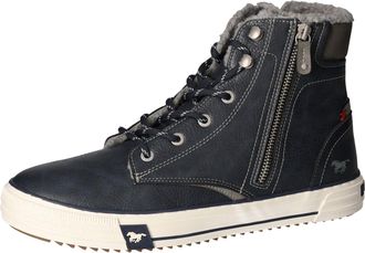 Mustang Jeans Herren Sneaker High Top Stiefelette Reißverschluss Warmfutter 4172-604, Größe:44 EU, Farbe:Blau