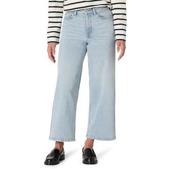 Amazon Essentials Jean Jambes Larges, Taille Haute et Faible &Eacute;lasticit&eacute; Femme, Bleu Givr&eacute; Clair D&eacute;lav&eacute;, 40-42