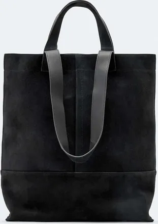 AllSaints Cassius Tote aus Wildleder und Leder in verwaschenem Schwarz