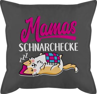 Shirtracer Kissen 50x50 - Mama - Mamas Schnarchecke - weiß/fuchsia - 50 x 50 cm - Grau - geschenk katze mutter geschenke mom mit füllung muttertagsgeschenke mutt